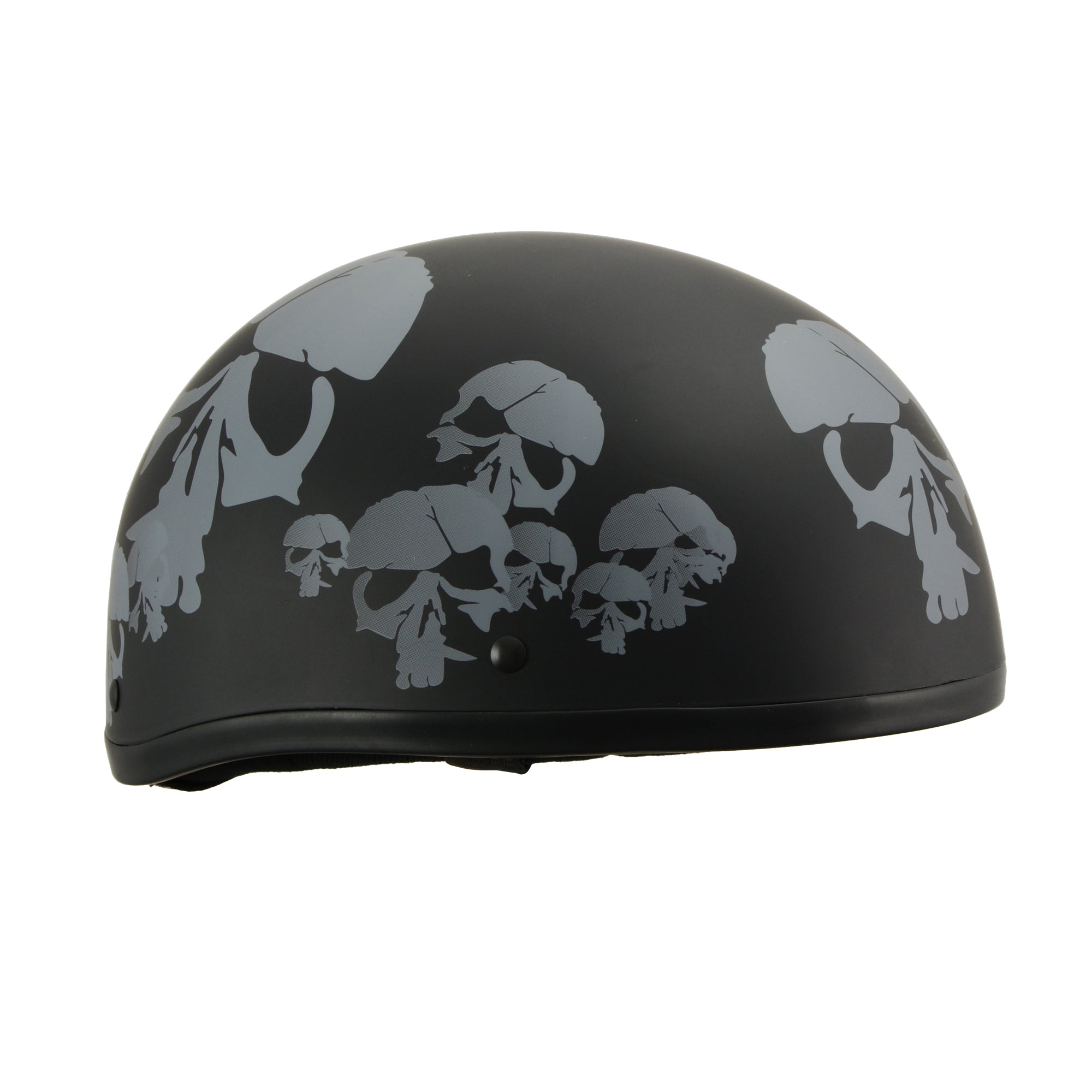 MPH America's Smallest DOT Helmet w/ Skeleton Head Graphics Matte Blac