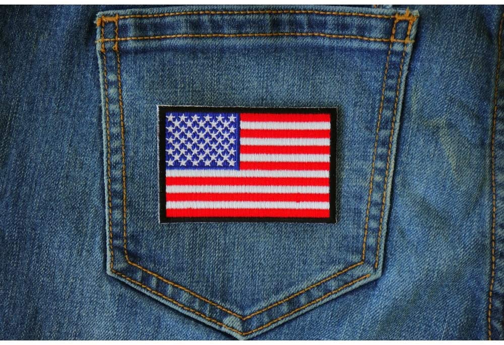 American Flag Patch with Black Borders - 3x2 inch. Embroidered Iron on ...