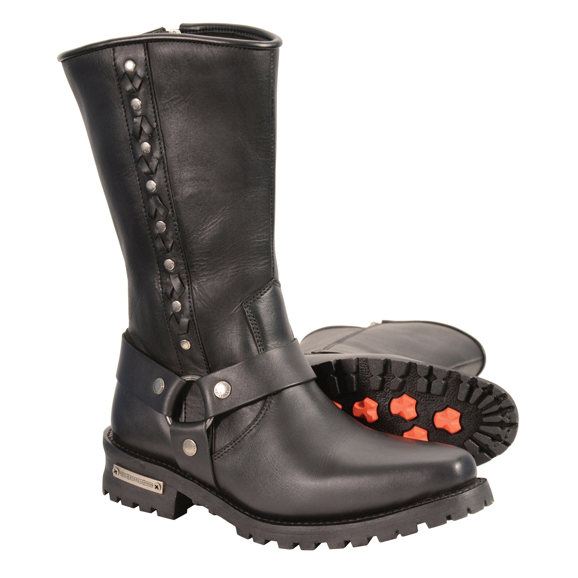 Men's Harness Boot w/ Braid & Riveted Details