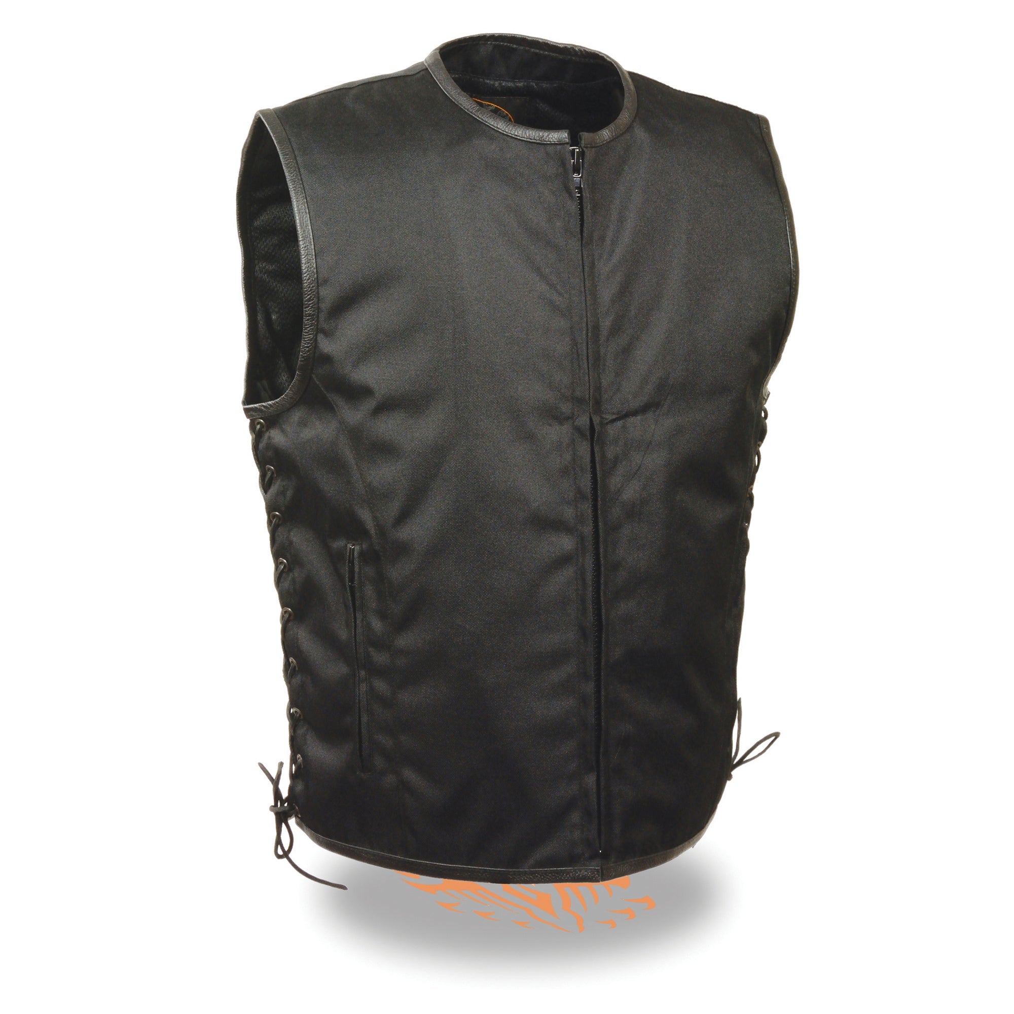 Men's Textile Zipper Front Side Lace Vest