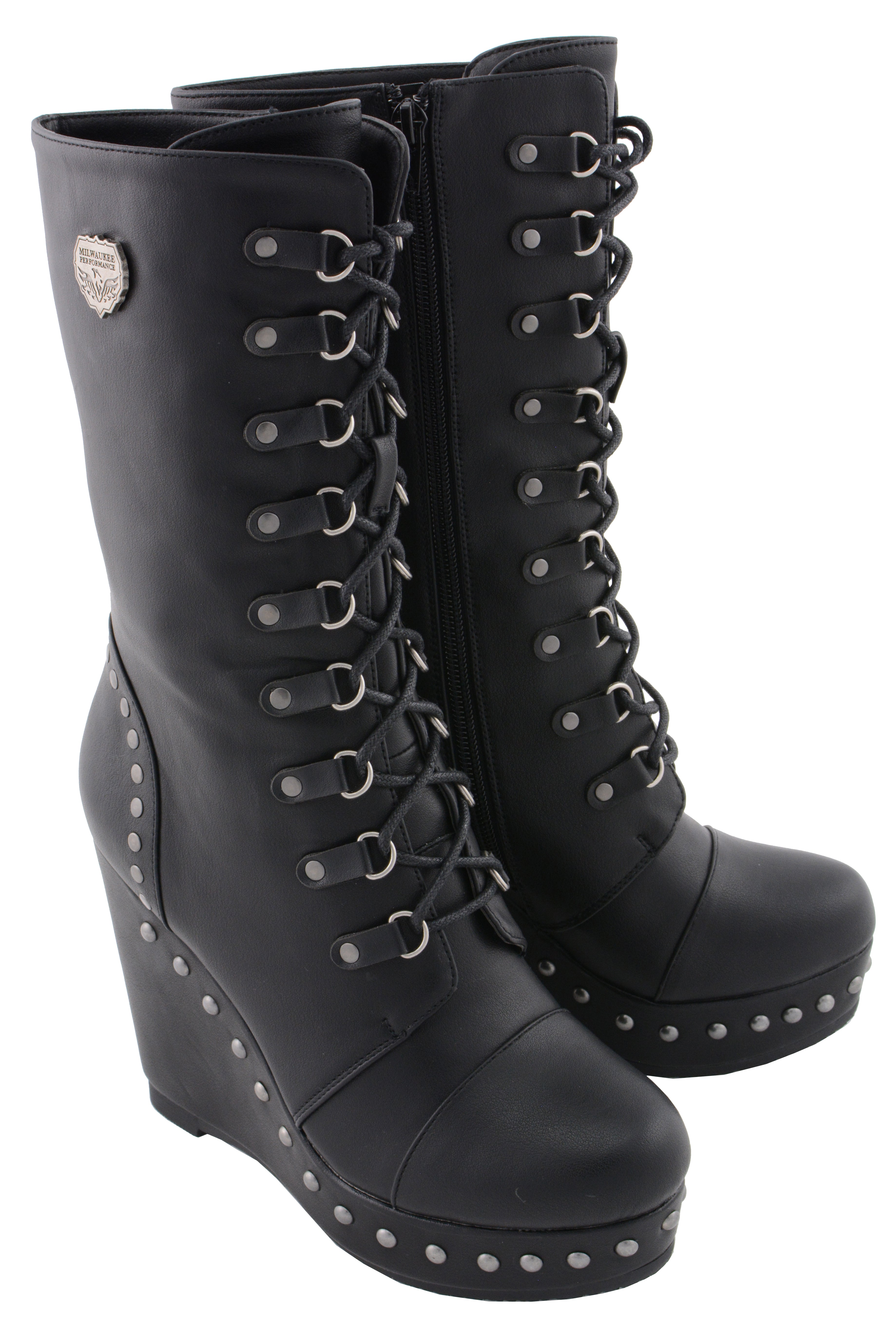 Women Lace Front Boot w/ Platform Wedge